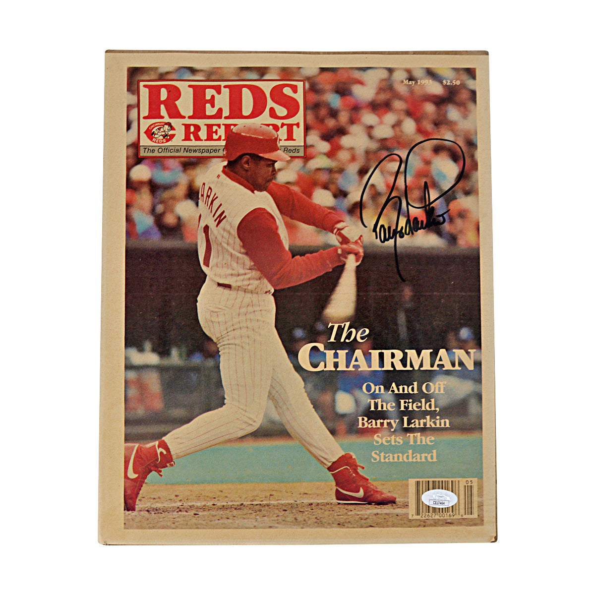 Barry Larkin Reds Autographed Signed 11x14 May 1993 Red Report Newspap ...