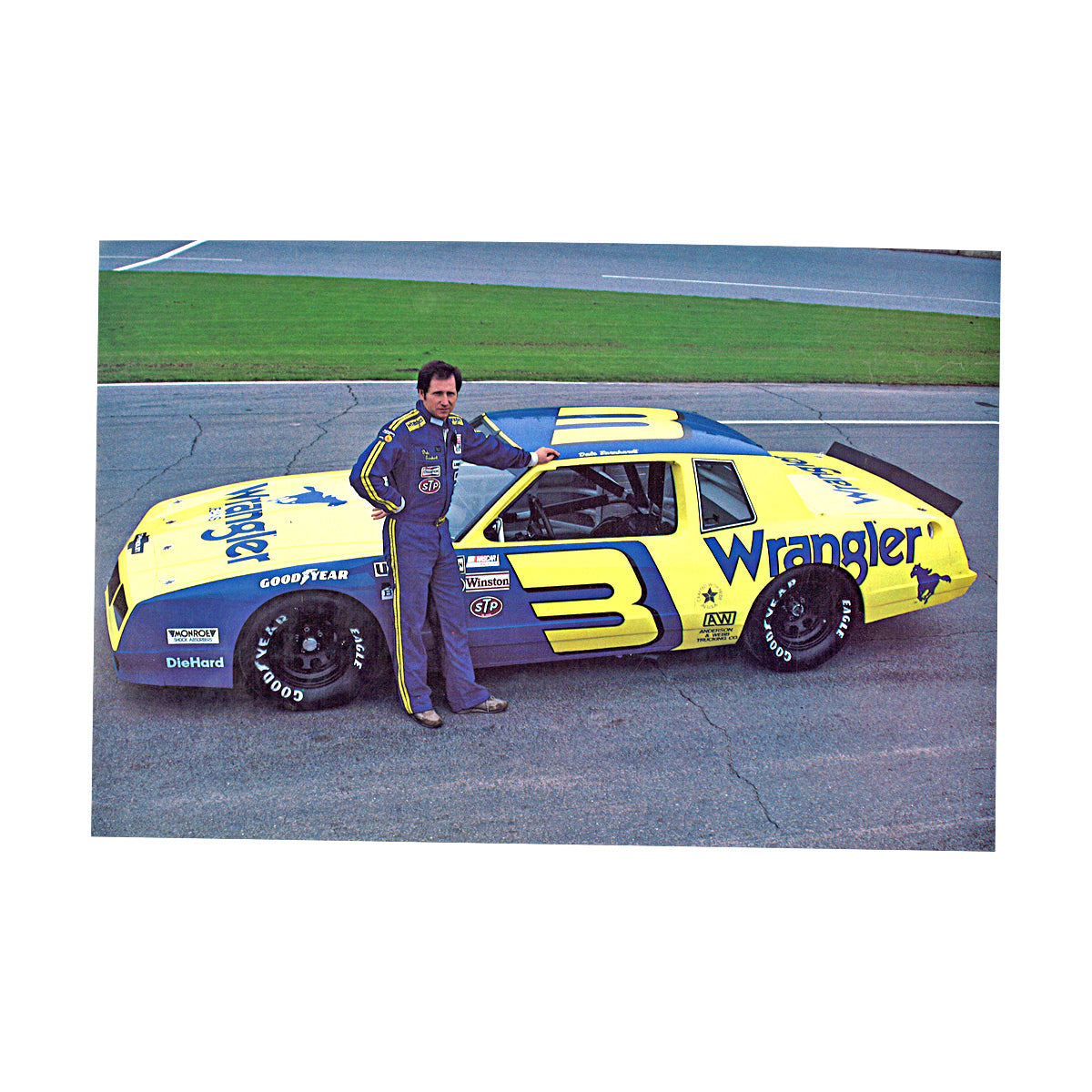 Dale Earnhardt Nascar #3 Wrangler Posing Front of Car 7x10.5 Photo ...