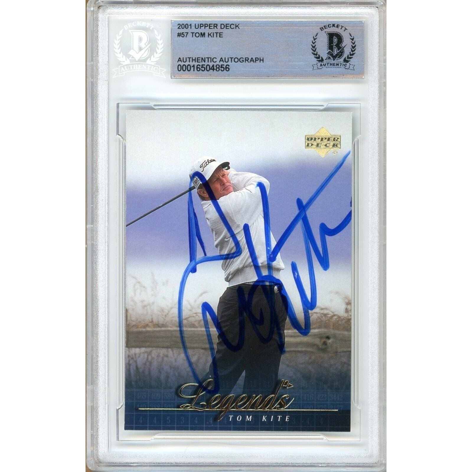 Tom Kite Signed 2001 Upper Deck PGA Tour Golf Trading Card Beckett Aut ...