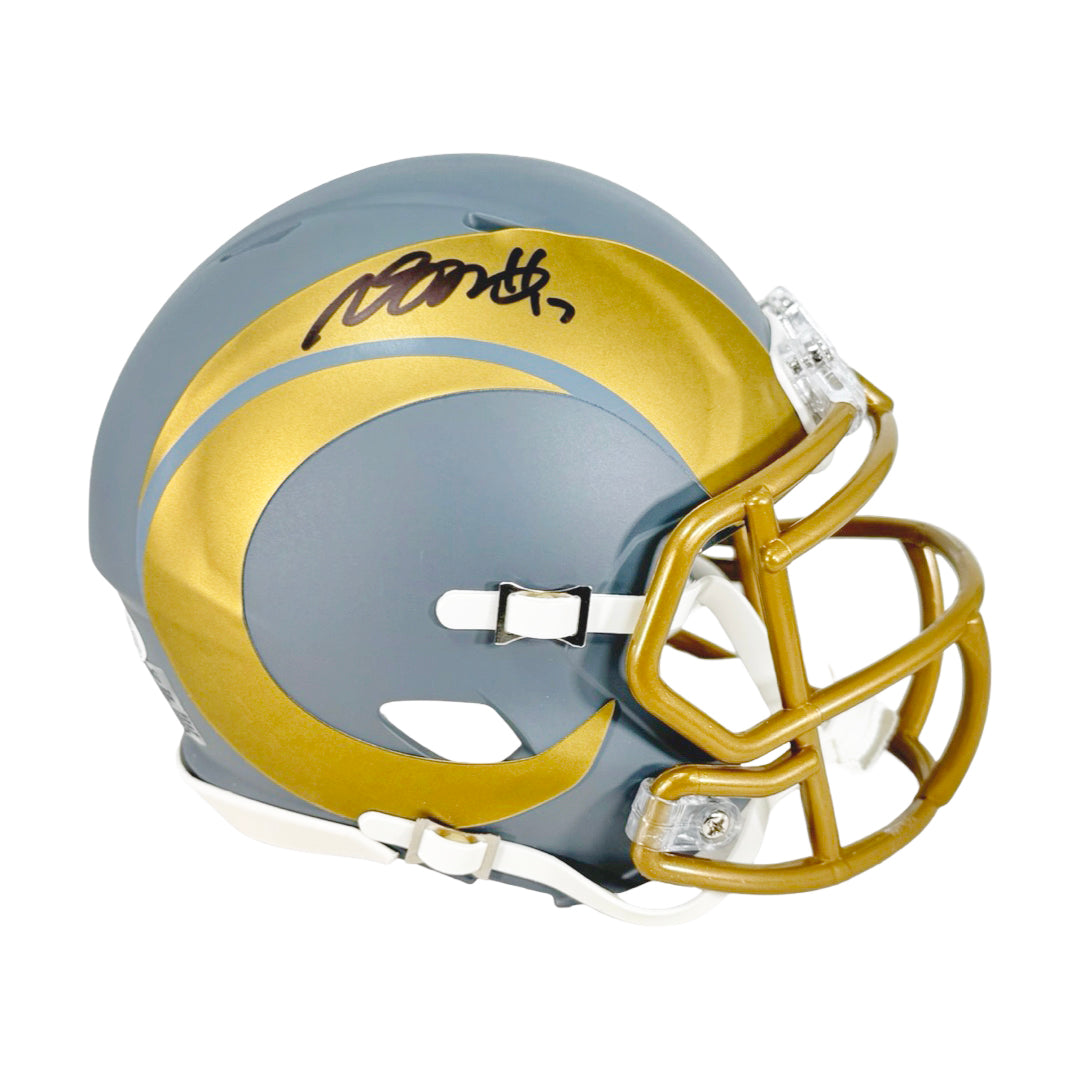 Davante Adams Signed Los Angeles Rams Slate Alternate Speed Mini Footb ...