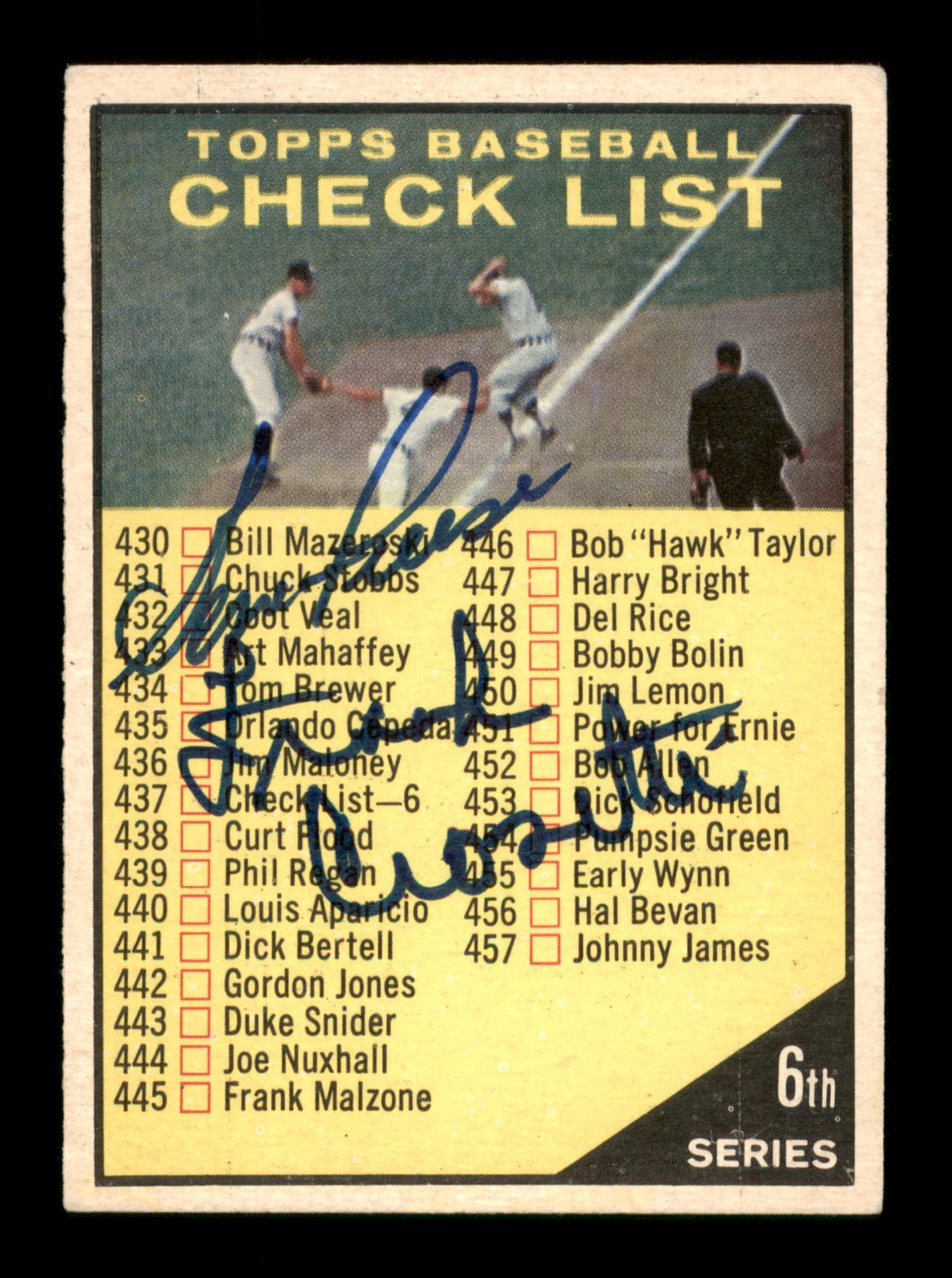 Frank Crosetti & Gene Freese Signed 1961 Topps Checklist Card 437 ...
