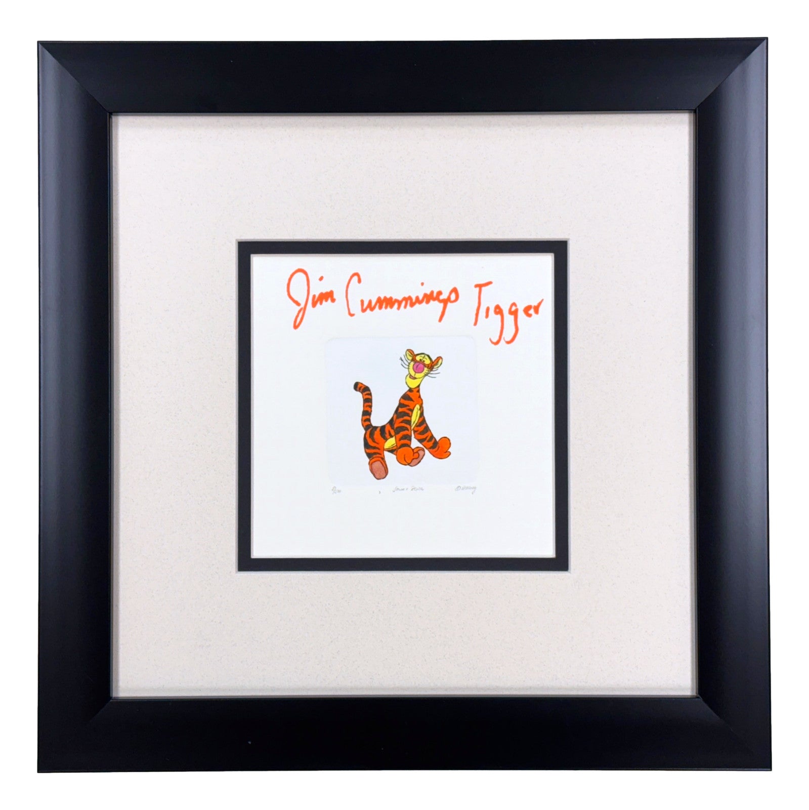 Jim Cummings Signed Tigger Etching Art JSA Sowa Reiser #/500 Framed Di ...