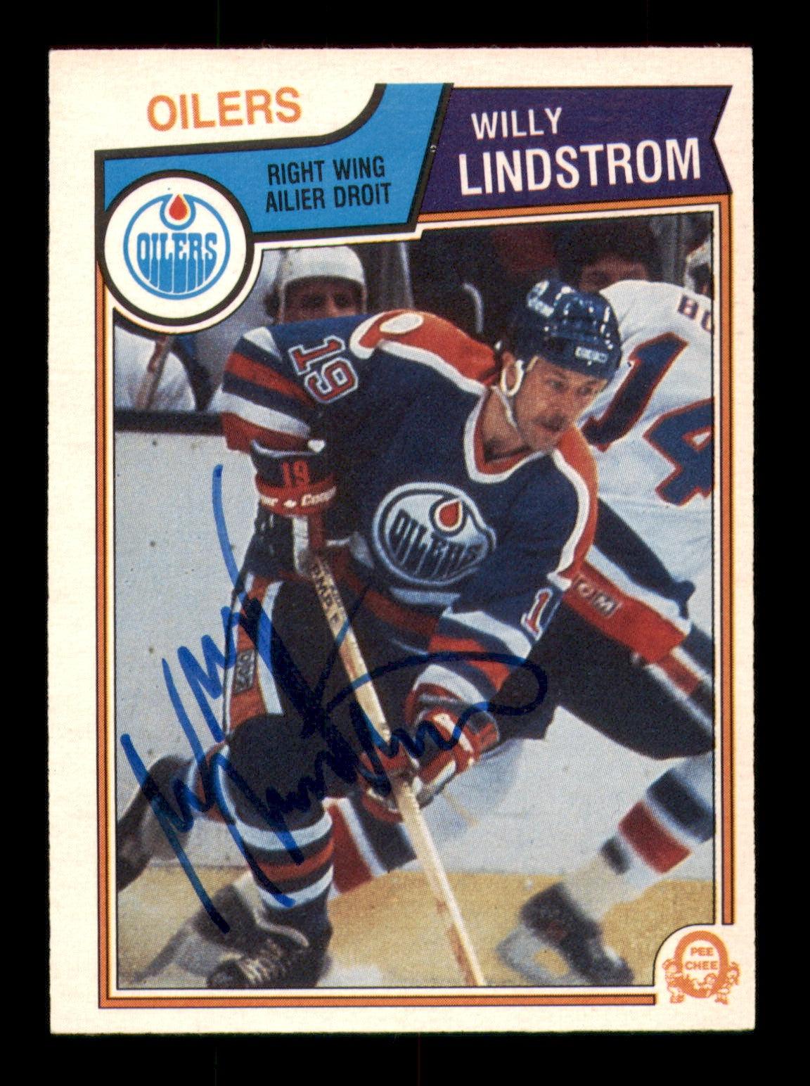 Willy Lindstrom Signed 1983-84 O-Pee-Chee Card 35 Edmonton Oilers ...