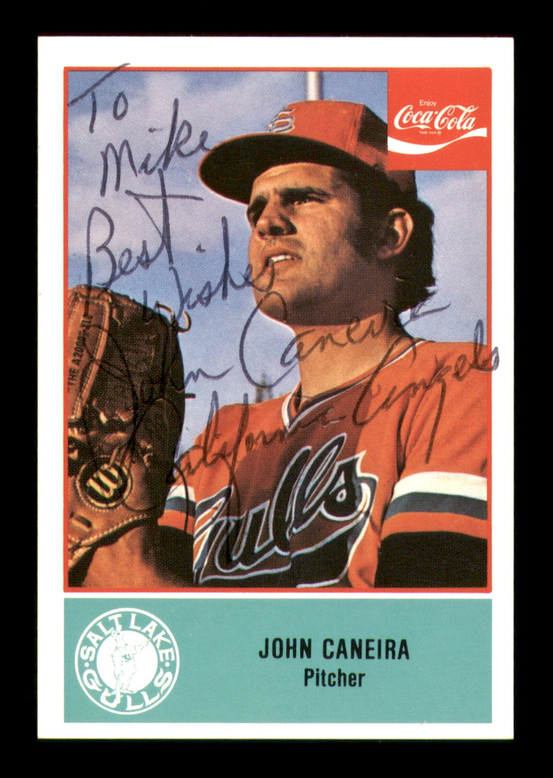 John Caneira Signed 1977 Cramer Coca Cola Card 18 Salt Lake City Gulls ...
