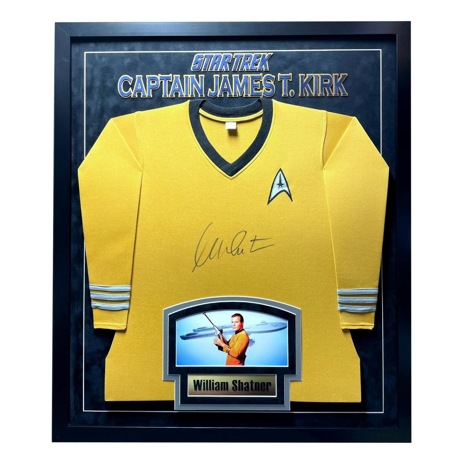 William Shatner Signed Star Trek Yellow Shirt Framed COA JSA Auto Kirk ...