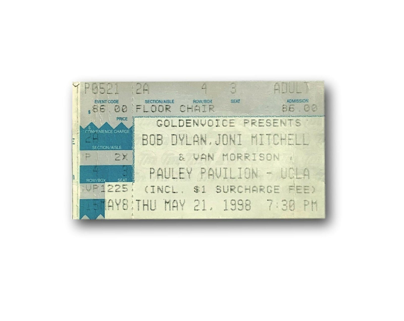 Bob Dylan Authentic 1998 Concert Ticket Pass Band Tour Mitchell Morris ...