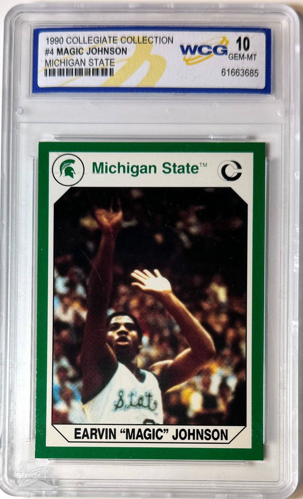 Magic Johnson 1990 Collegiate Collection Michigan State #4- WCG Graded ...