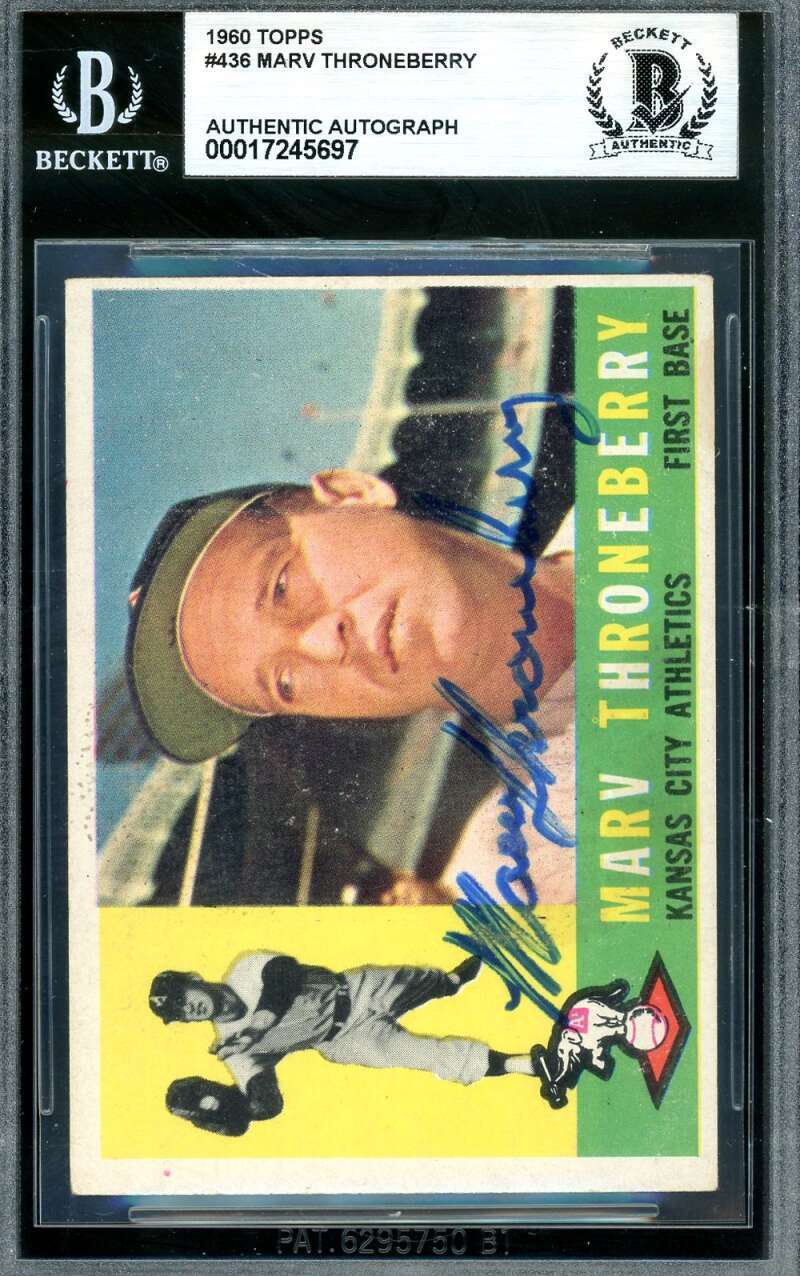 Marv Throneberry Beckett BAS Signed 1960 Topps Autograph ...