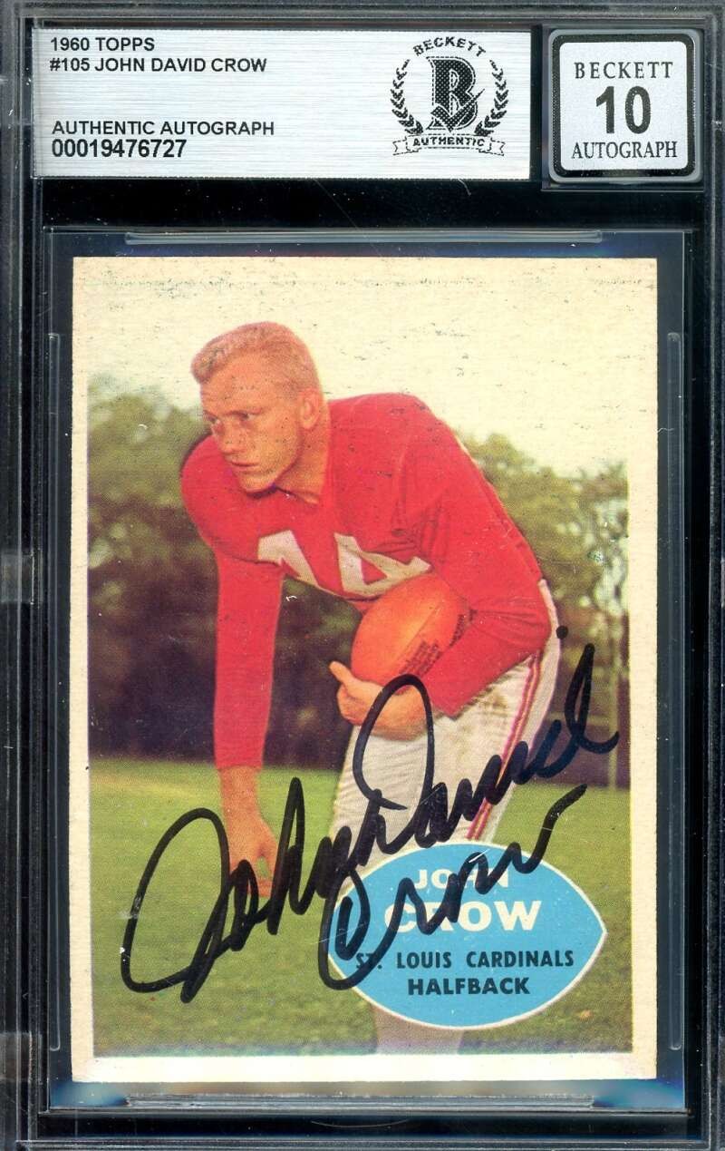 John David Crow Gem Mint 10 Beckett BAS Signed 1960 Topps Autograph ...
