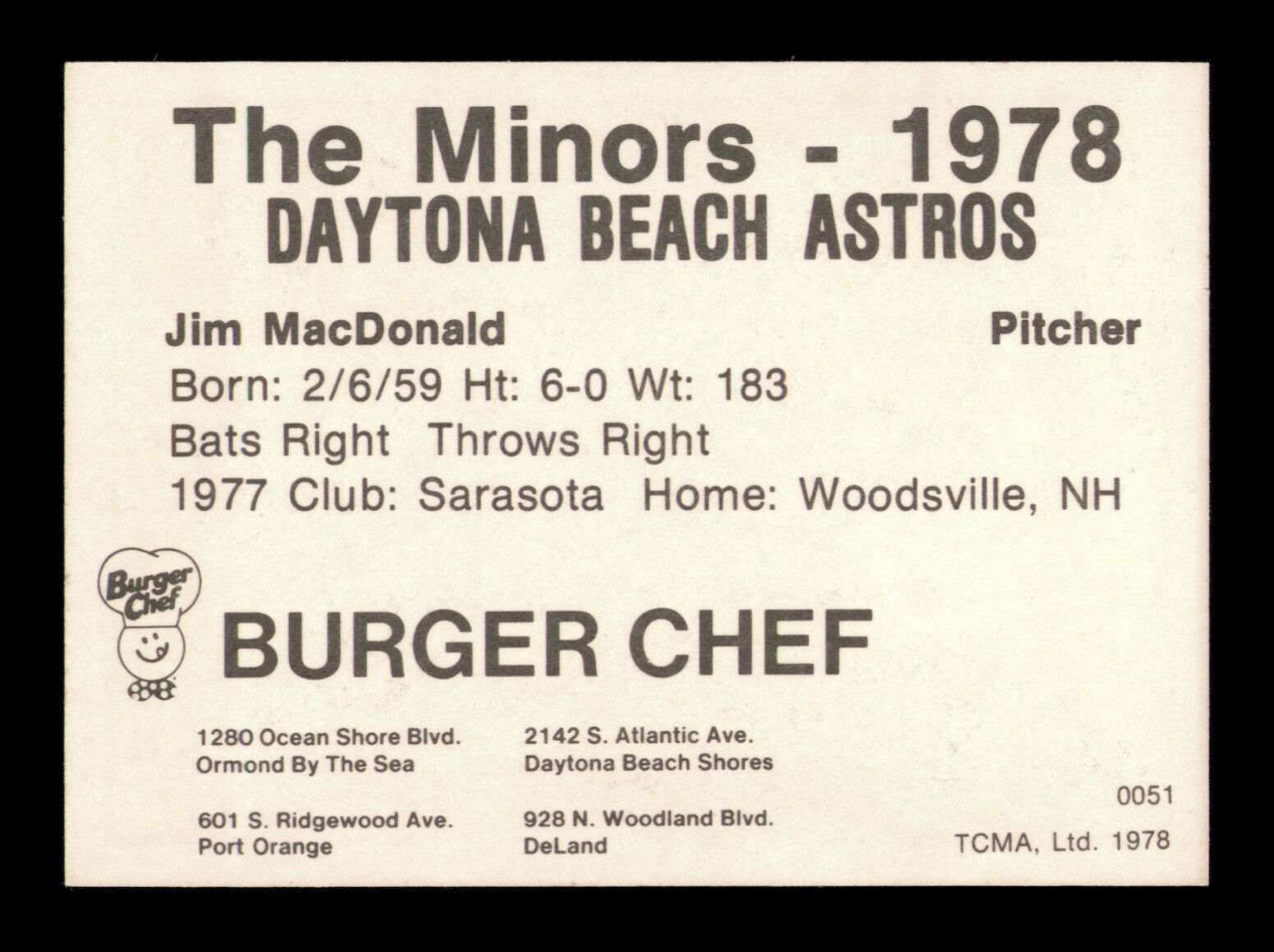 Jim MacDonald Signed 1978 TCMA RC 51 Daytona Beach Islanders ...