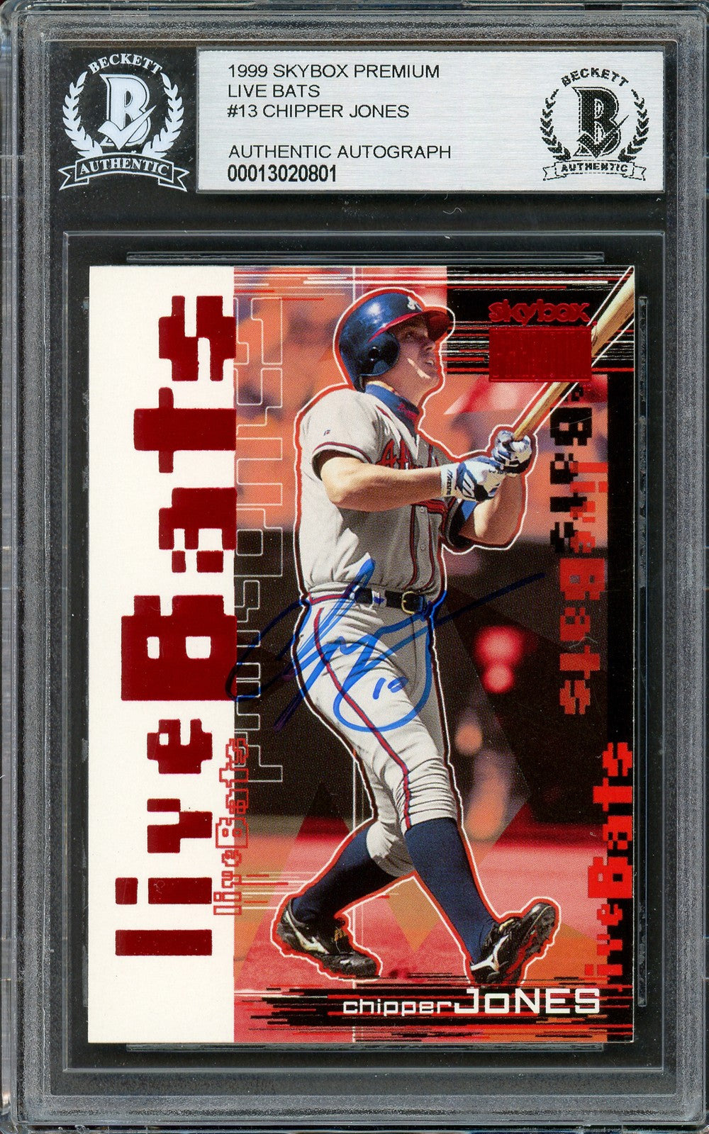 Chipper Jones Signed 1999 Skybox Live Bats Card 13 Braves Beckett #130 ...